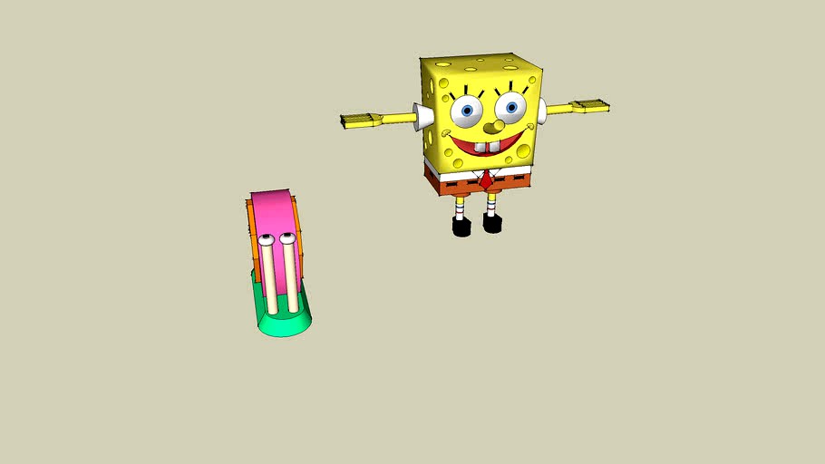 spongebob and gary 3d model