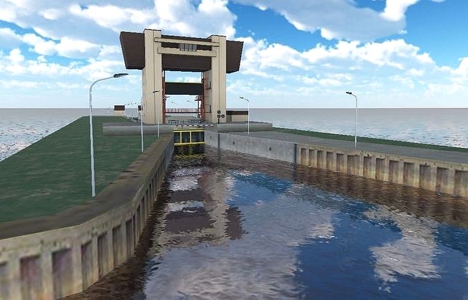 Inland Water Lock low-poly 3d model