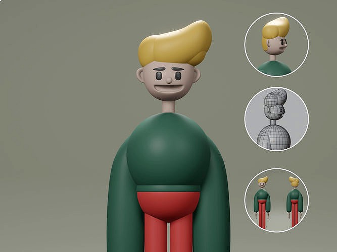 Male cartoon characters base mesh Low-poly 3d model