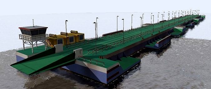 Floating bridge on Suez canal 3d model