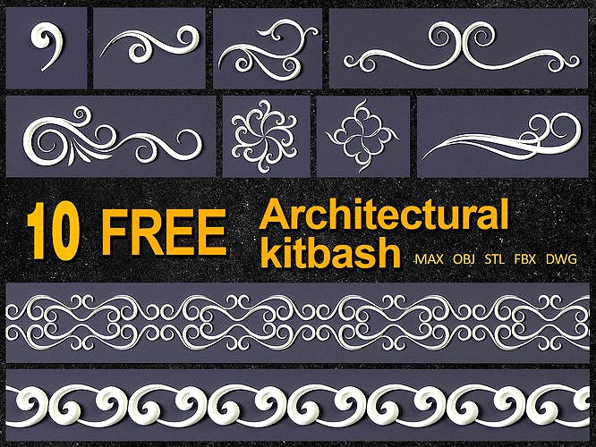 10 Free Architectural Kitbash 3d model