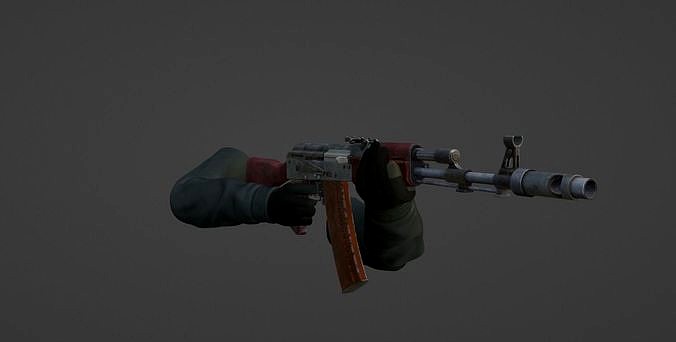 FPS Hand with AK animated 3D model
