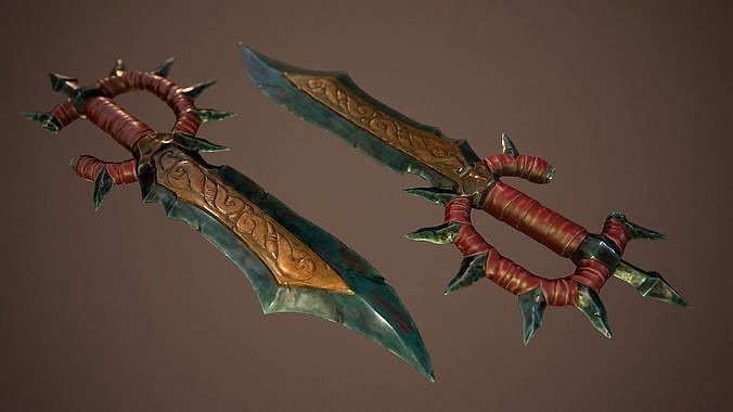 Stylized goblin dagger game ready PBR low-poly 3d model