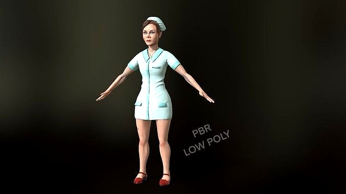 game-ready nurse 3d model