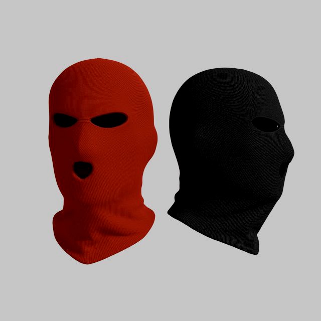 black and red balaclava mask 3d model