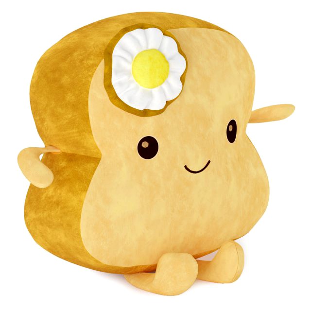 kawaii toast plush toy 3d model