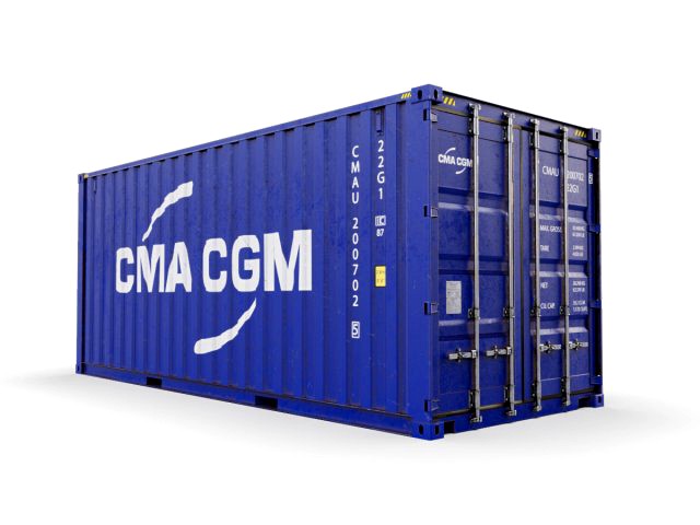 20 feet cma-cgm standard shipping container 3d model