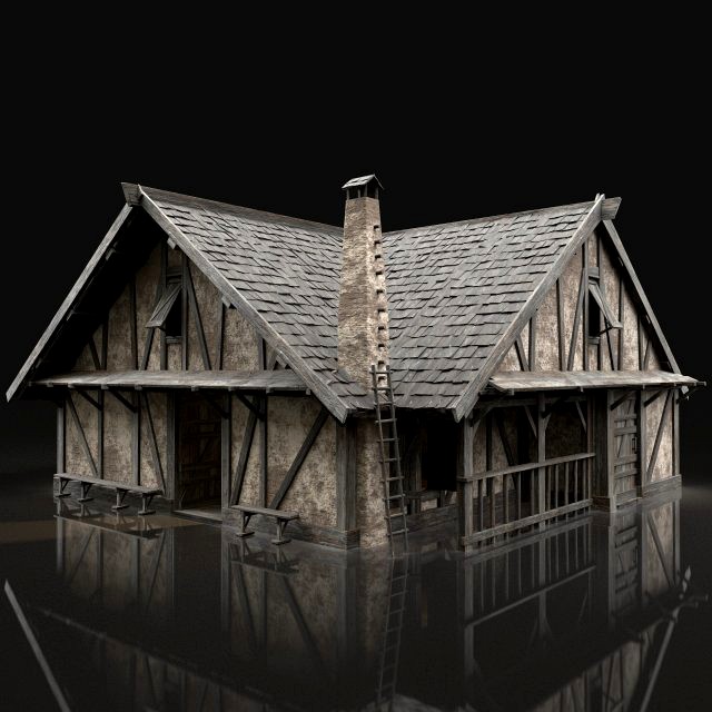 enterable aaa next gen medieval city town house cottage 3d model