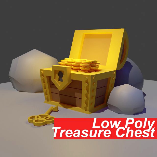 low poly treasure chest 3d model