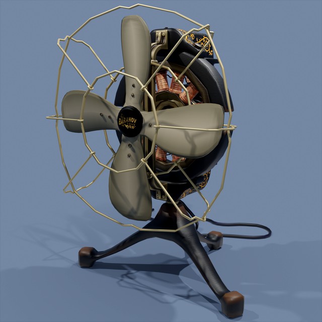 techno steampunk fan concept 3d model