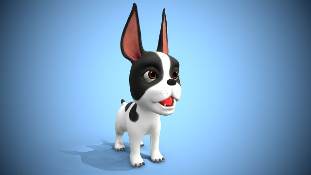 cartoon frenchie dog 3d model