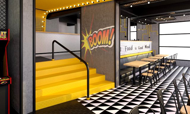 burger restaurant design 3d model