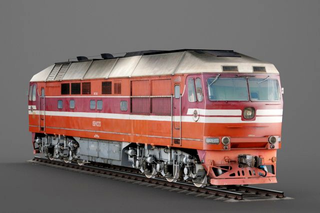 passenger diesel locomotive train 3d model