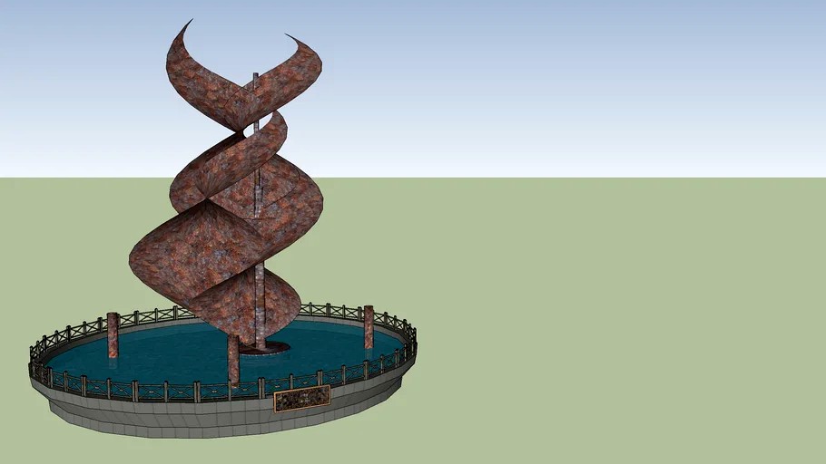 Roundabout fountain with sculpture 3d model