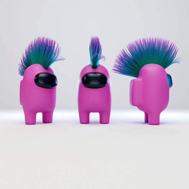 among us mohawk character 3d model