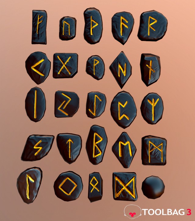 runes full futhark 3d model