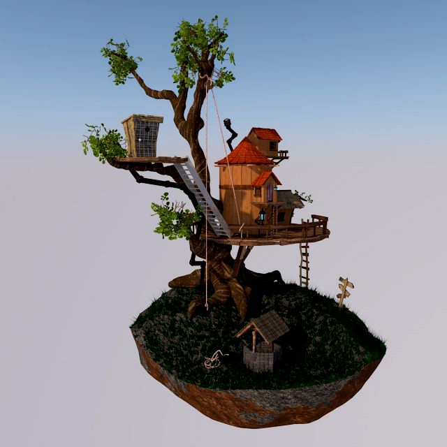realistic tree house 3d model