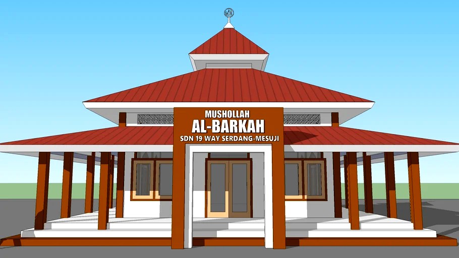 Desain Mushollah 12m x12m (denah inti 8m x 8m) 3d model