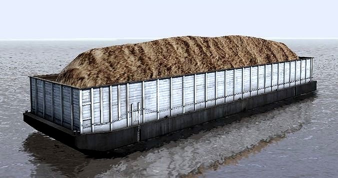 Wood chips barge 3d low-poly model