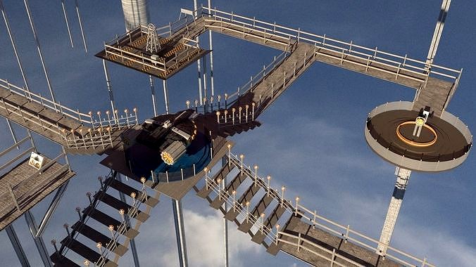 Sci-Fi Cosmic Station Spaceship Landing Base Facility 3d model