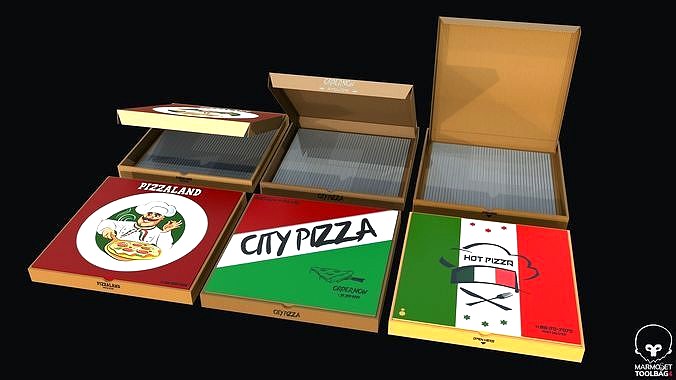 Pizza Box Set PBR Game Ready 3d model
