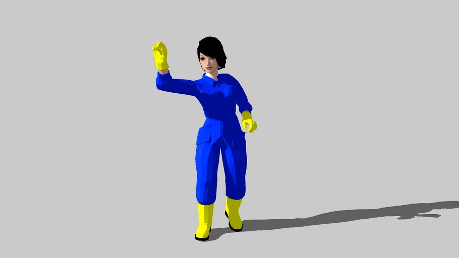 Coveralls female 3D lowpoly model