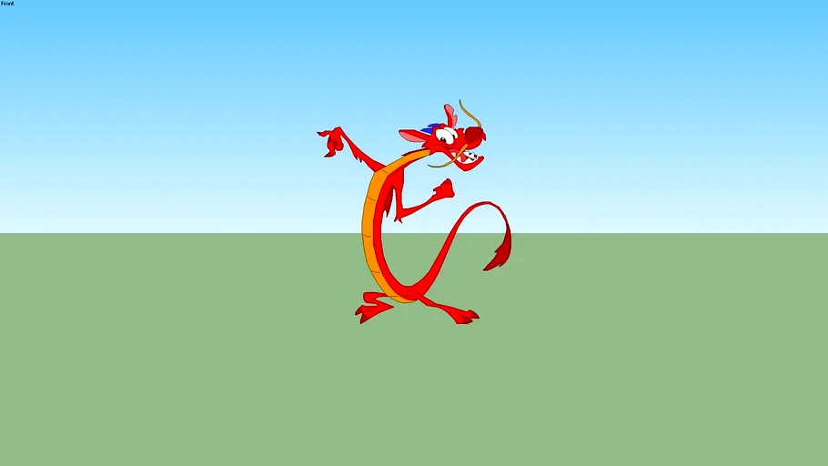 2d Mushu dragon - Mulan 1998 3d model