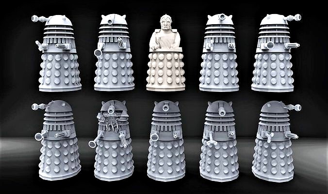 Davros and his Daleks in 28mm Scale - 10 Models for 3D Print | 3D