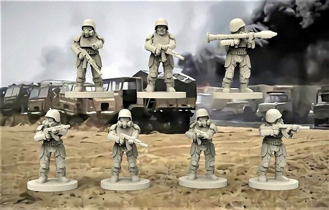 11 Ex Army Soldiers in 20mm Scale for Gaslands gaming 3D Print | 3D model