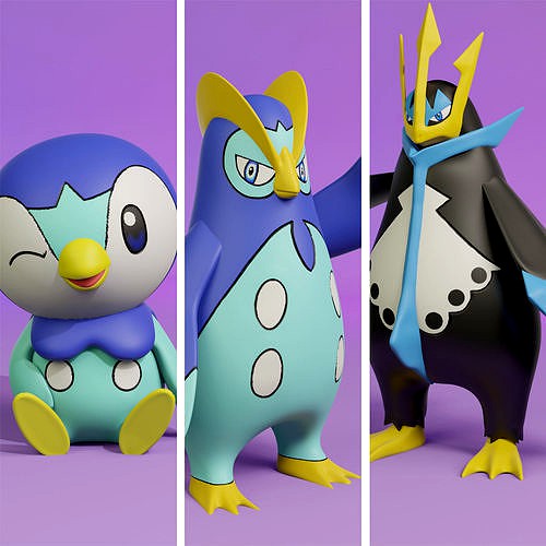 pokemon piplup evolution pack | 3D model