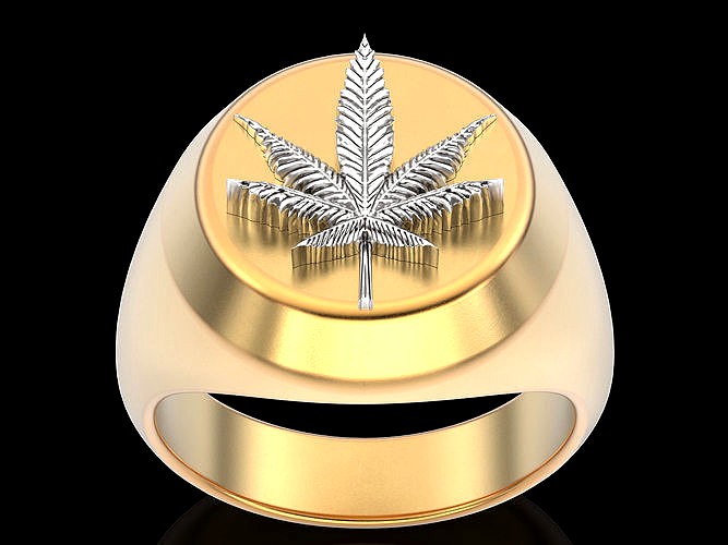 Marijuana ring silver gold sterling jewelry printable 3D model | 3D