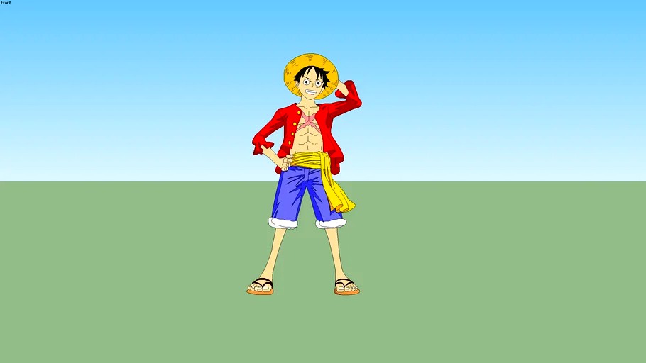 2d Luffy - One Piece 3d model