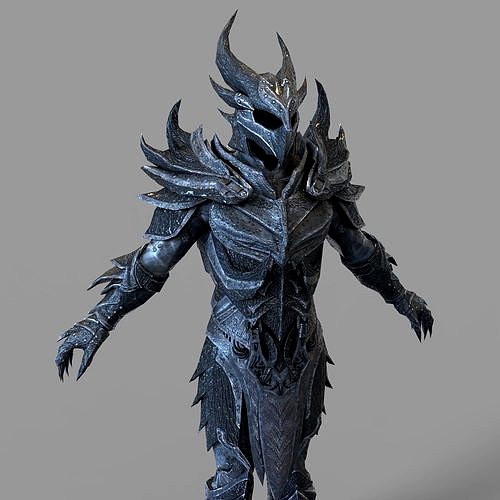 Skyrim Daedric Armor Full Wearable Armor with Weapons | 3D model
