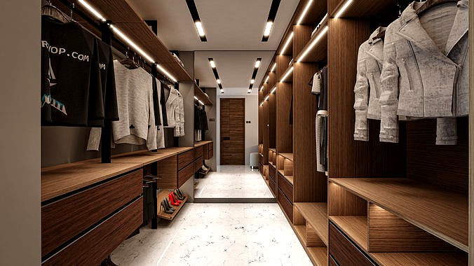 Wardobe Walk in Closet Blender - Fbx - Obj 3d model