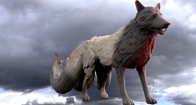 King Wolf Three tails 3d model
