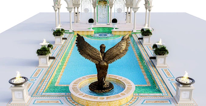 Classic pool with Pergola 3d model