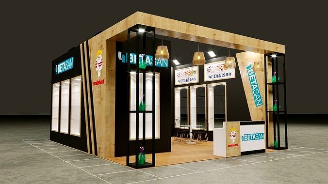 Booth Exhibition Stand Stall 6x8m Height 366cm 2 Side 3D model