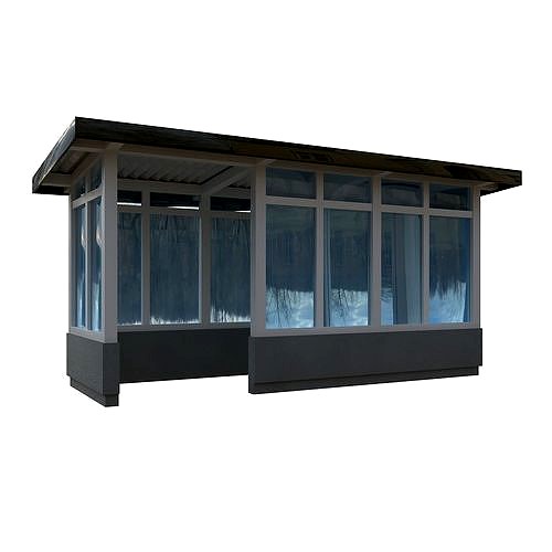 Bus Stop USA Low-poly 3D model
