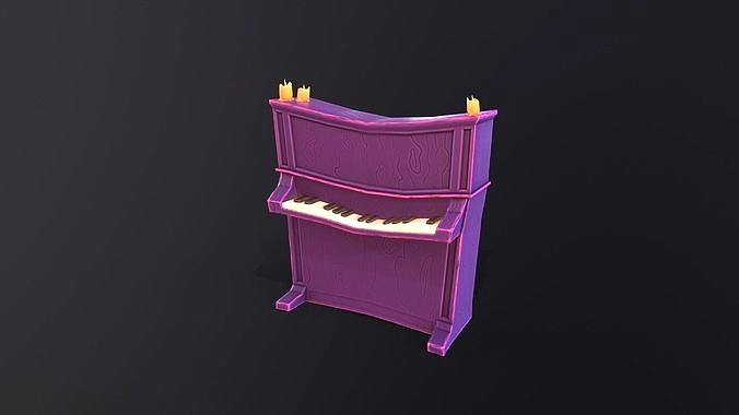 Stylized lowpoly fantasy piano - hand painted 3d model