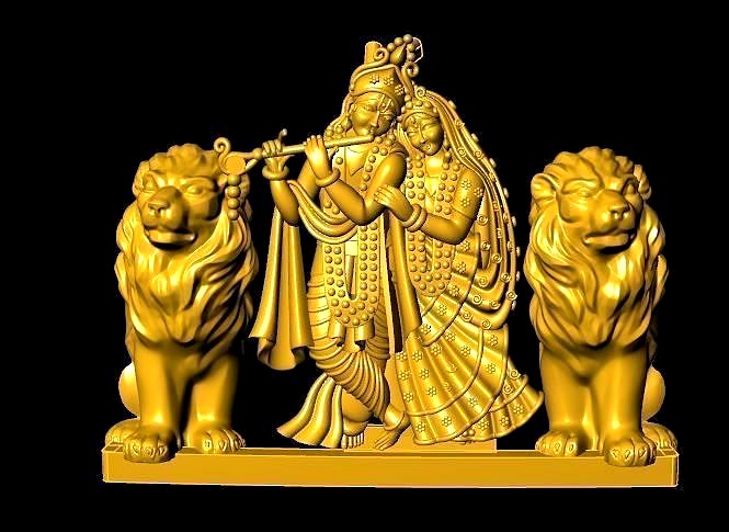 radha krishna with lion | 3D model
