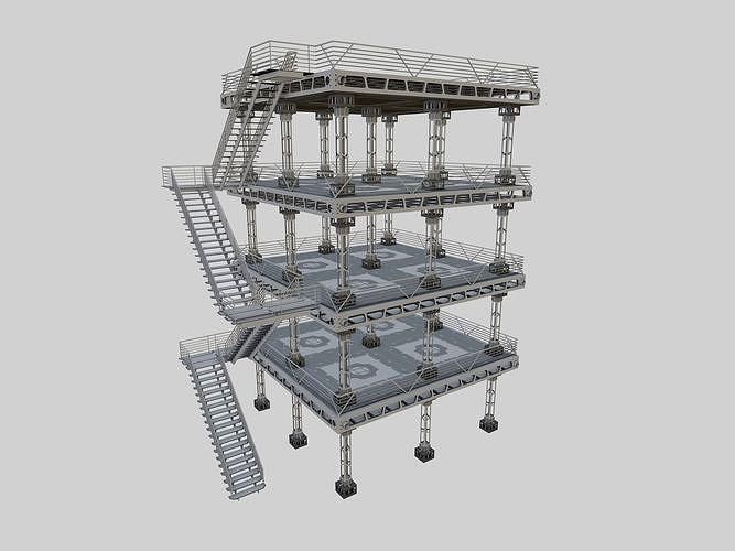 Scifi-Tsunami And Flood Evacuation Tower 3d model