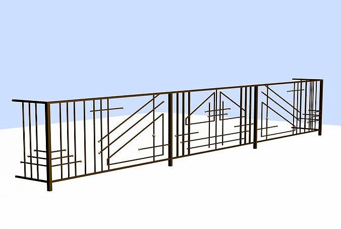 Iron balcony railing 3D model obj glb
