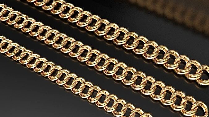 Cuban Link Chain Curb Dual Model | 3D