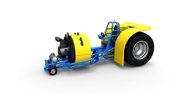 Diecast Pulling tractor with radial engine Scale 1 to 25 | 3D model