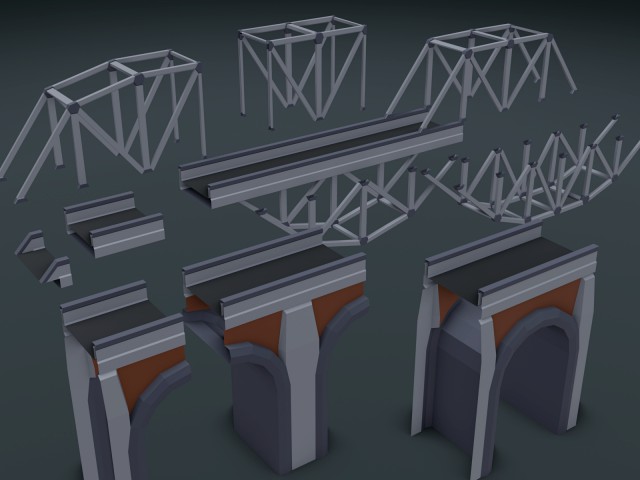 railroad bridges kit 3d model
