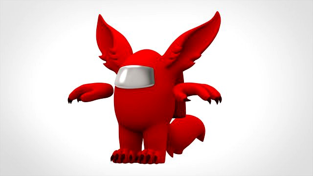 among us red werewolf 3d model