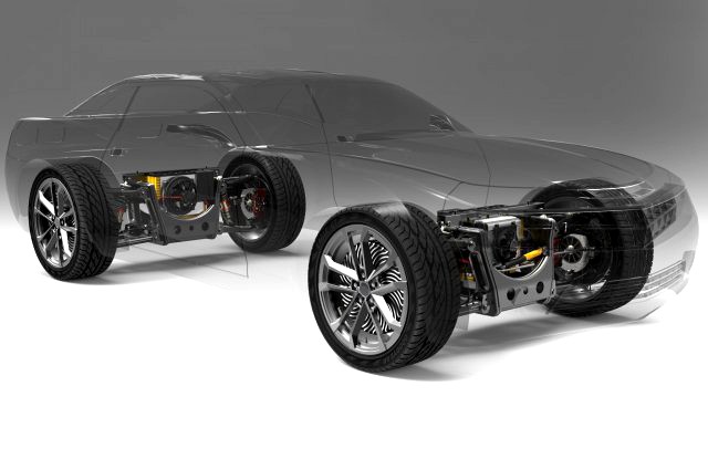 electric drive system of tesla electric vehicle including suspension ...