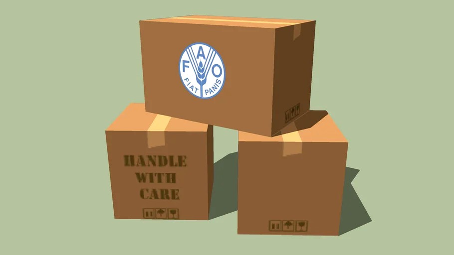 Cardboard box with FAO logo 3d model