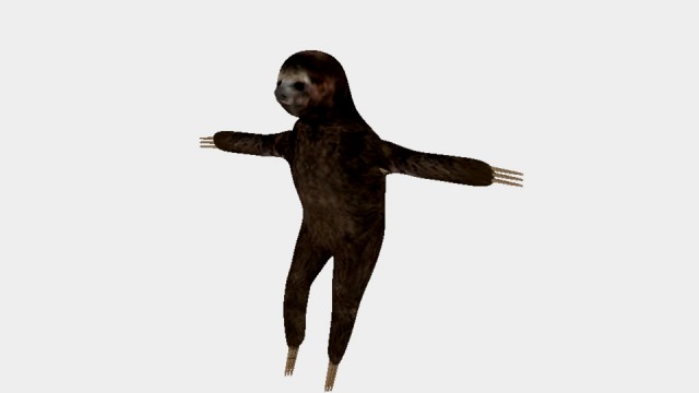 sloth rigged low poly 3d model