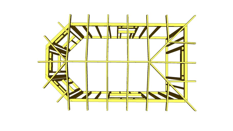wood frame octagon end.skp 3d model